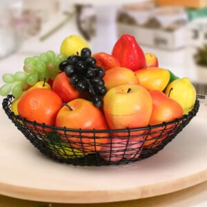 Wire Metal Black Fruit Bowl for Table Centerpiece, Modern Stylish Decorative Fruit Bowl for Kitchen Counter, Fruit Basket Perfect for Dining Table, Kitchen, Easter Decoration - 1 Pack - 13 Inch