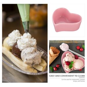 CLISPEED 3pcs Ceramic Heart Bowl Porcelain Sauce Dish Pink Heart Shaped Dip Bowls Ceramic Ring Dishes Candle Tray Dessert Bowl Snack Bowl Salad Fruit Bowl for Pasta Dinner