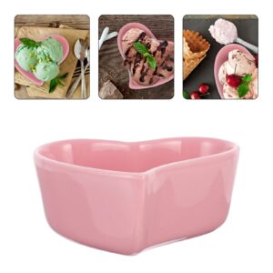 CLISPEED 3pcs Ceramic Heart Bowl Porcelain Sauce Dish Pink Heart Shaped Dip Bowls Ceramic Ring Dishes Candle Tray Dessert Bowl Snack Bowl Salad Fruit Bowl for Pasta Dinner