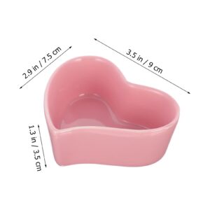 CLISPEED 3pcs Ceramic Heart Bowl Porcelain Sauce Dish Pink Heart Shaped Dip Bowls Ceramic Ring Dishes Candle Tray Dessert Bowl Snack Bowl Salad Fruit Bowl for Pasta Dinner