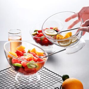 Angoily Clear Salad Bowl Dessert Serving Bowl for Entertaining, Slanted Bowls for Salads Mixing, Fruits, Snack or Chip, Dessert Serving for Home Party and Restaurant (18 x 18 x 15cm)