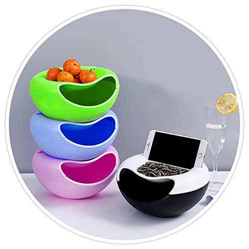 Double Dish Snack Bowl,Multi-function Snack Box Storage Box Double Layer Container,Double Dish Pedestal Serving Snack Dish with Cellphone Holder Slot For Peanutss Pistachios Cherries Fruits Candy