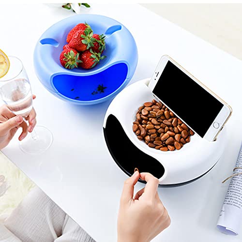 Double Dish Snack Bowl,Multi-function Snack Box Storage Box Double Layer Container,Double Dish Pedestal Serving Snack Dish with Cellphone Holder Slot For Peanutss Pistachios Cherries Fruits Candy