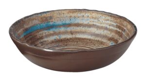 merritt glazed swirl 8-inch round melamine salad side dish serving bowl, brown