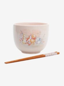 disney winnie the pooh botanical group portrait ramen bowl with chopstick