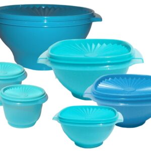 Tupperware Classic Servalier Bowl Set in Shades of Blue and Aqua