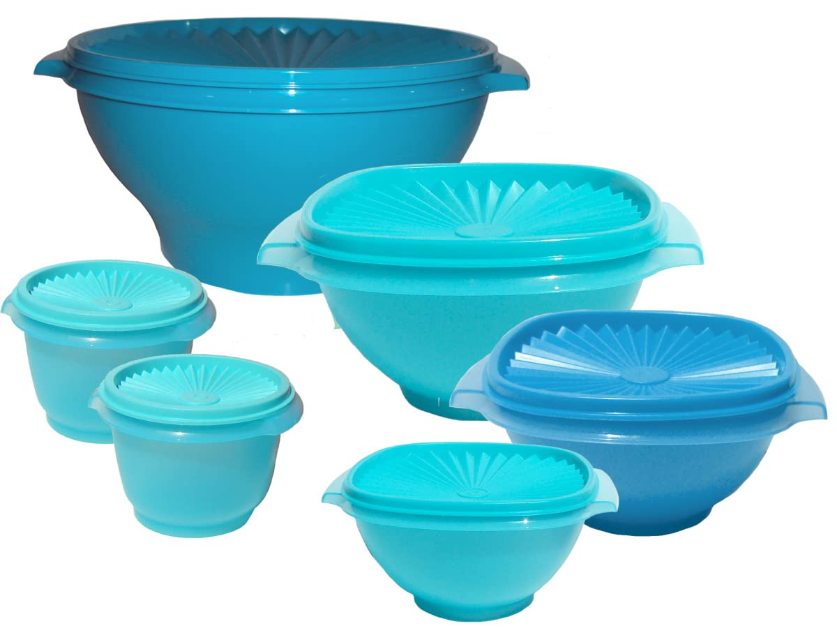 Tupperware Classic Servalier Bowl Set in Shades of Blue and Aqua