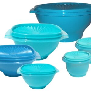 Tupperware Classic Servalier Bowl Set in Shades of Blue and Aqua