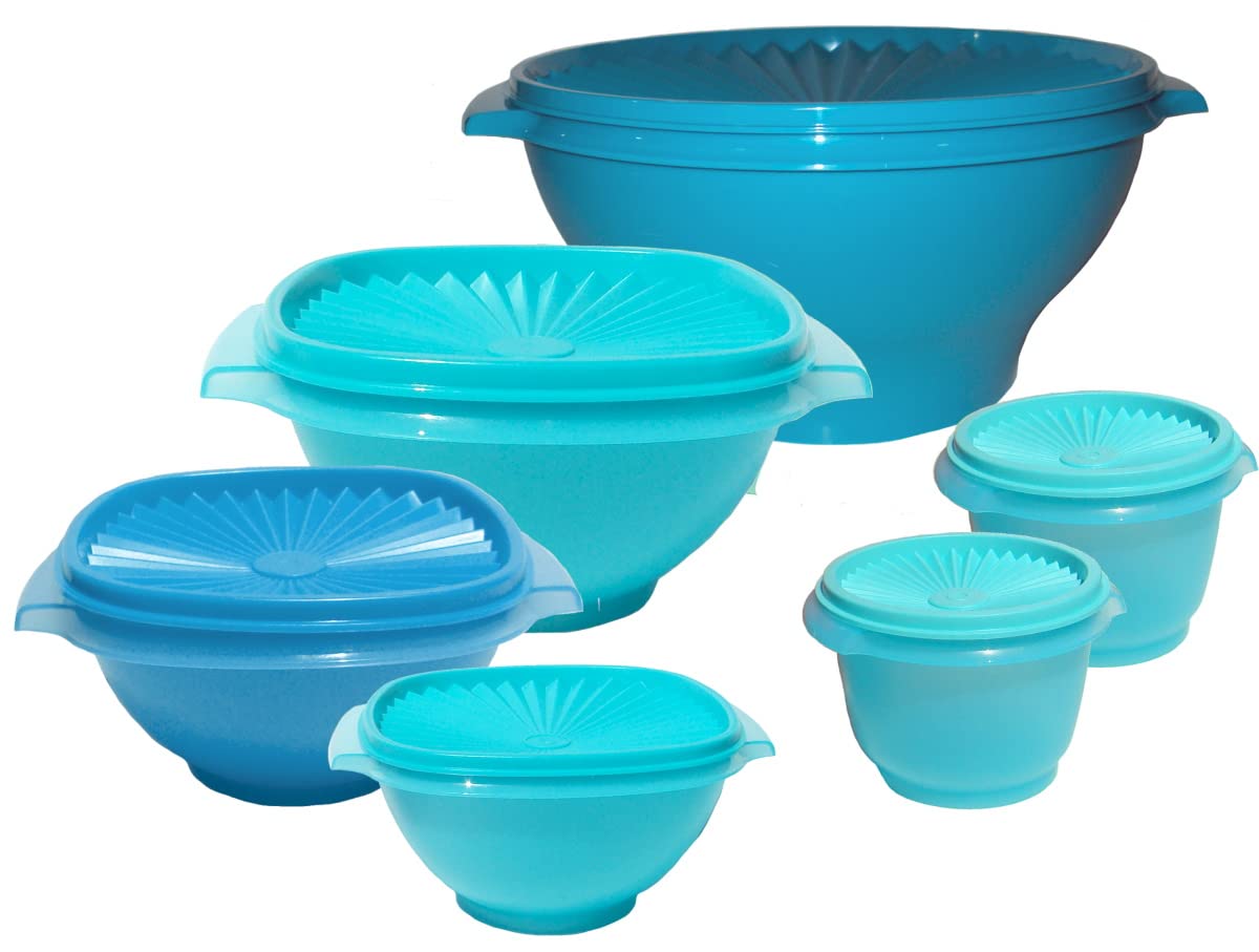 Tupperware Classic Servalier Bowl Set in Shades of Blue and Aqua