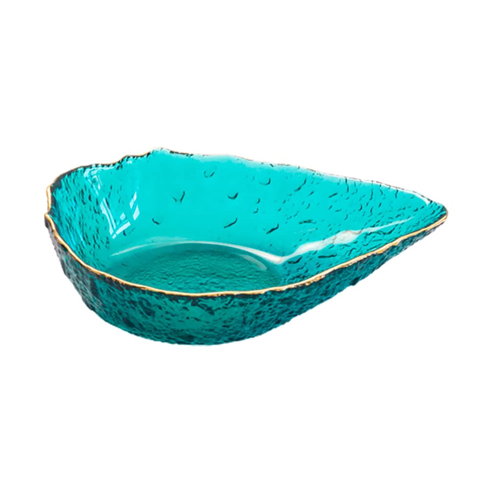 ABOOFAN Glass Salad Bowls Mixing Bowls Irregular Shape Serving Bowls for Kitchen Prep Fruit Pasta Popcorn and Snack 580ml Green