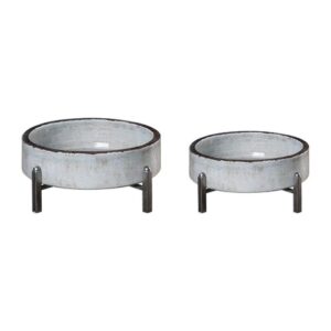 uttermost 18731 essie - bowl (set of 2), pale gray/antiqued silver finish, 16.25" w x 5.75" h x 16.25" d