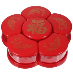 yardwe snack box candy dish chinese snacks storage box dried fruit box rotating with 6 compartments and lid chinese new year wedding party decoration