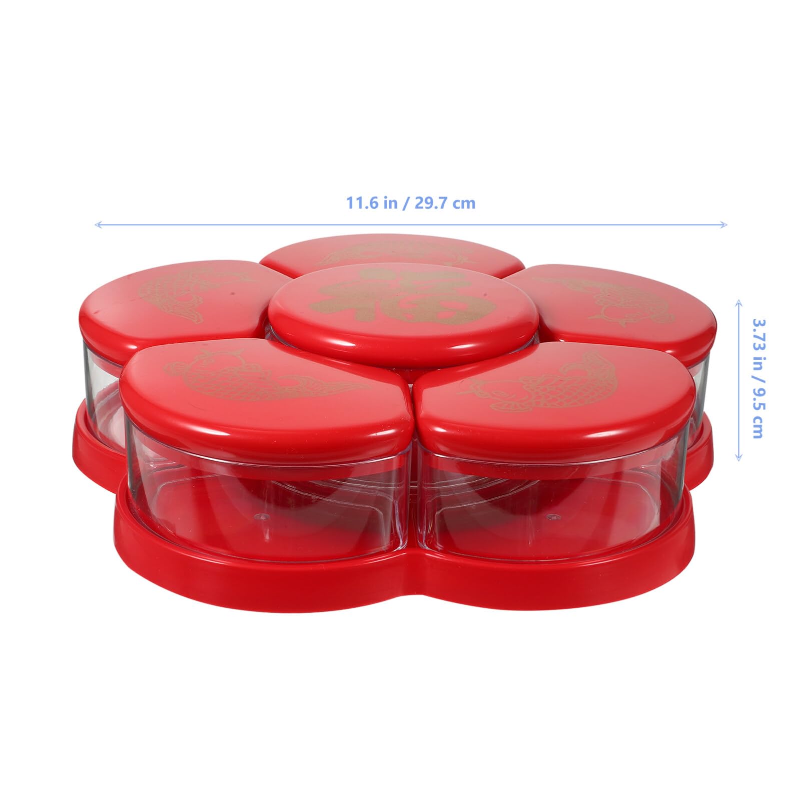 Yardwe Snack Box Candy Dish Chinese Snacks Storage Box Dried Fruit Box Rotating with 6 Compartments and Lid Chinese New Year Wedding Party Decoration