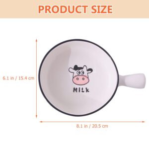 LUOZZY Ceramic Bowl Cartoon Cow Bowls with Single Handle Soup Bowls Salads Bowls Serving Bowl for Kitchen Bowl for Desserts Candy