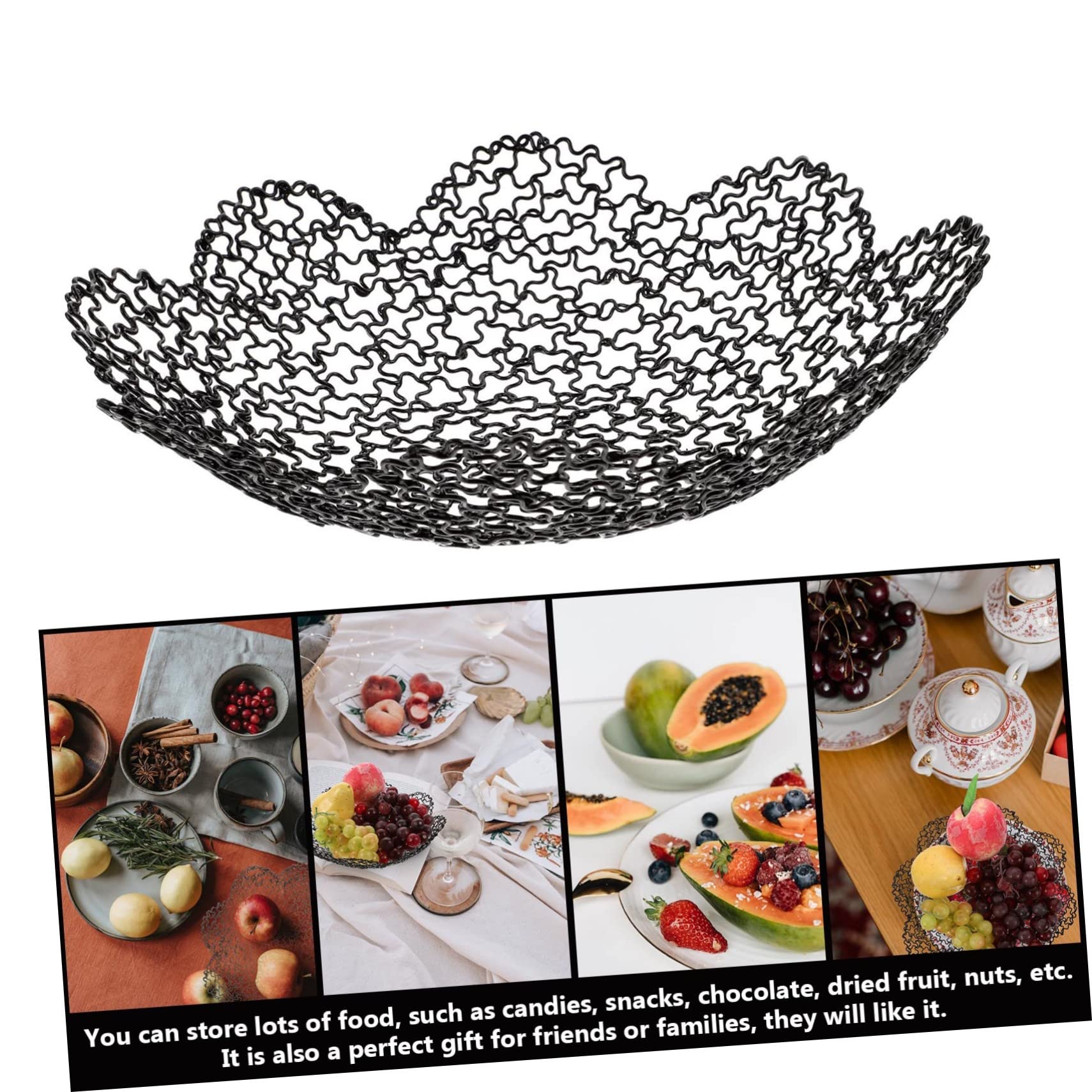 Alipis 1pc Center- Dining Iron For Candy and Tray Paper Arts Bowl Decorative Holder Metal Bowls Food Vegetable Organizer Table Stand Egg Gathering Countertop Living Snacks Mesh Container