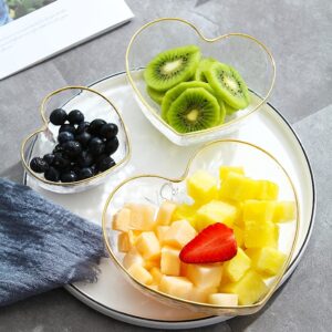 YUNNUO Glass Bowls For Dessert,Glass Bowls 6 Inch,Phnom Penh Heart-Shaped Glass Bowl And Cup Set,Used In The Kitchen To Make Ice Cream Or Fruit Salad,Yogurt Dessert Bowl (With A Spoon)