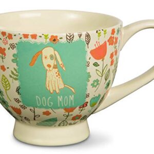 Pavilion Gift Company "A Mother's Love-Dog Mom" Floral Soup Bowl Mug, Teal, 17 oz