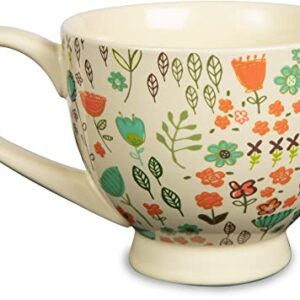 Pavilion Gift Company "A Mother's Love-Dog Mom" Floral Soup Bowl Mug, Teal, 17 oz