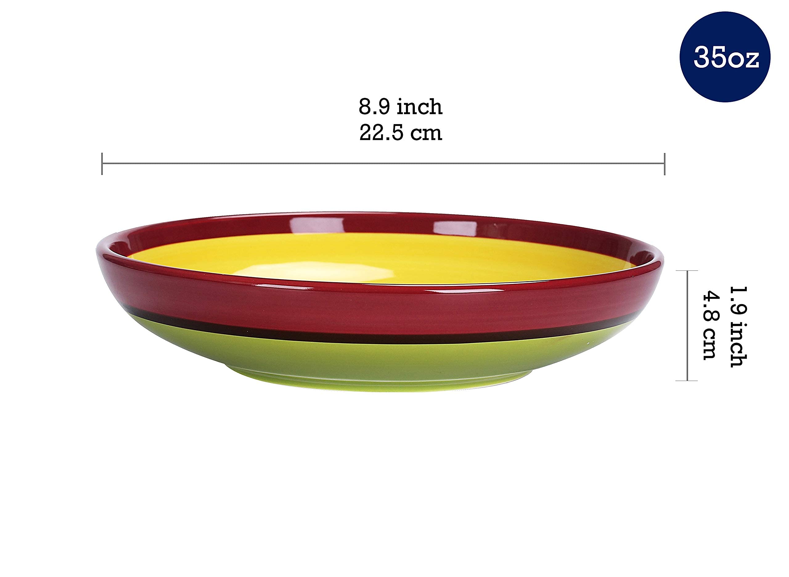 Bico Tunisian Ceramic Pasta Bowl, Set of 9(1 unit 214oz, 8 units 35oz), for Pasta, Salad, Microwave & Dishwasher Safe