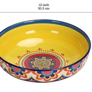 Bico Tunisian Ceramic Pasta Bowl, Set of 9(1 unit 214oz, 8 units 35oz), for Pasta, Salad, Microwave & Dishwasher Safe