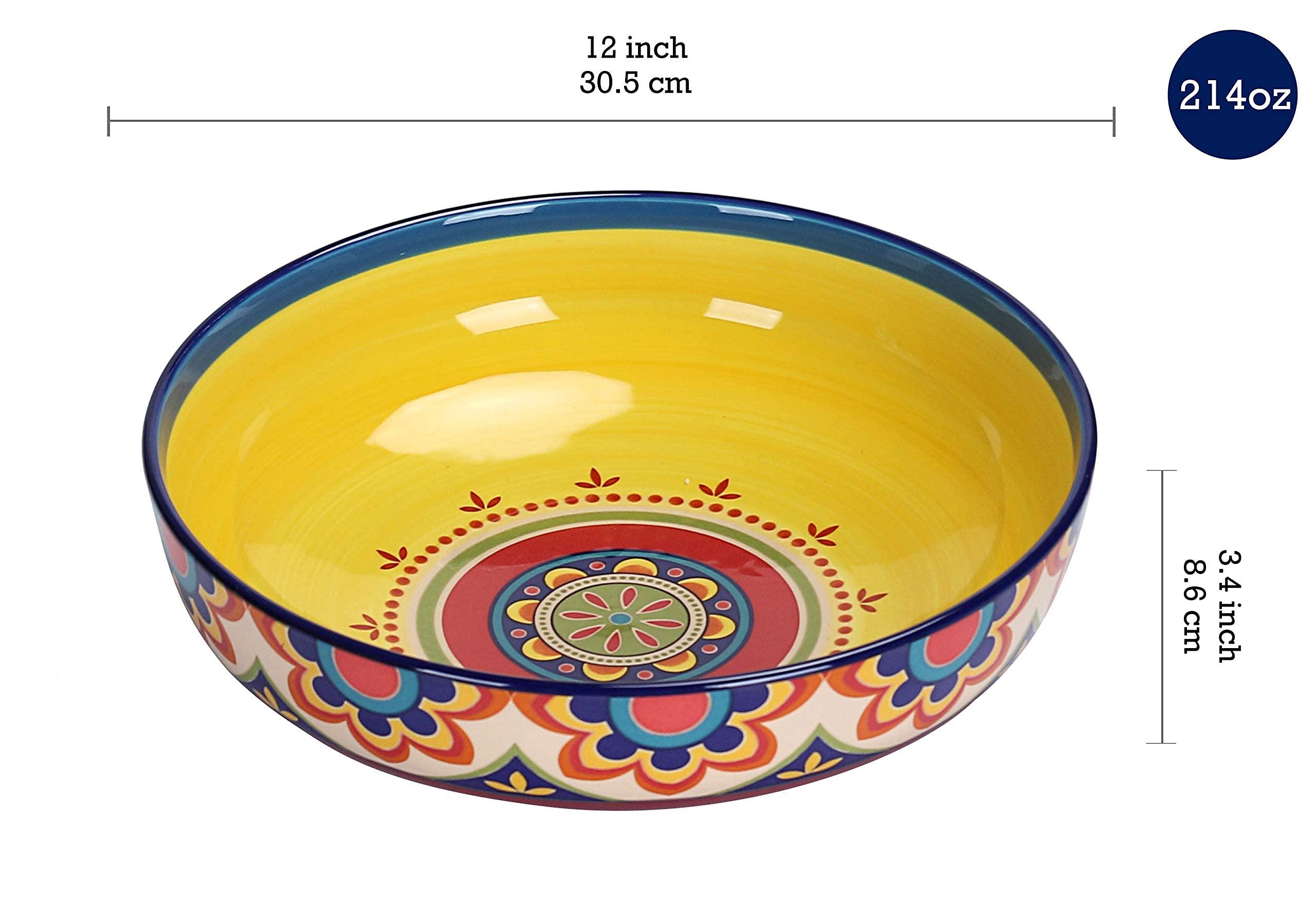 Bico Tunisian Ceramic Pasta Bowl, Set of 9(1 unit 214oz, 8 units 35oz), for Pasta, Salad, Microwave & Dishwasher Safe