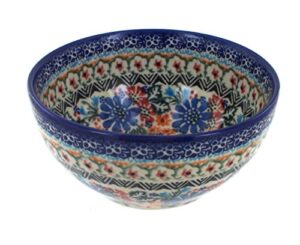 blue rose polish pottery ashley cereal/soup bowl