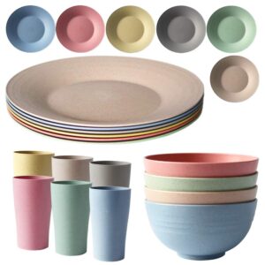 greenandlife dishwasher & microwave safe wheat straw plates,bowls,cups set.