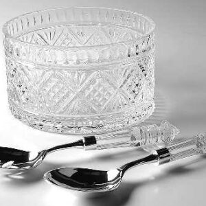 Set of 3 Crystal Clear Salad Bowl Serving Set, Salad Serving Utensils Included Large Serving Dish.