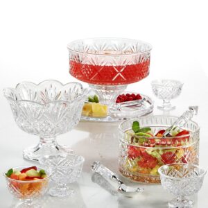 Set of 3 Crystal Clear Salad Bowl Serving Set, Salad Serving Utensils Included Large Serving Dish.