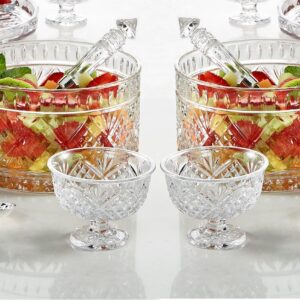 Set of 3 Crystal Clear Salad Bowl Serving Set, Salad Serving Utensils Included Large Serving Dish.