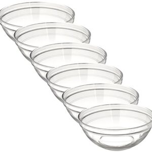 Duralex Made In France Lys Stackable Glass Bowl (Set of 6), 1.5 quart, Clear