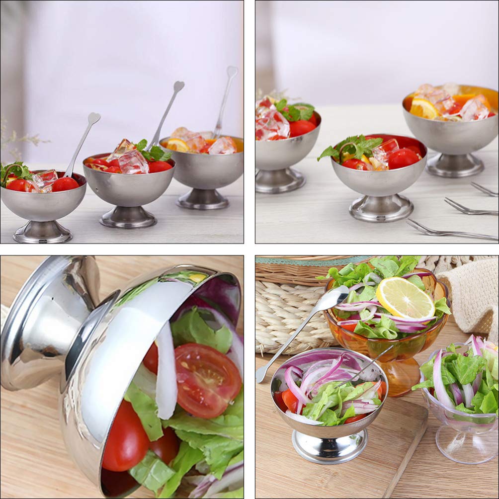 Yardwe Stainless Steel Bowl Dessert Bowl Sauce Bowls Ice Cream Fruit Snack Candy Cup Appetizer Plates Serving Portion Cups Ramekins for Home Kicthen 10. 7x7cm