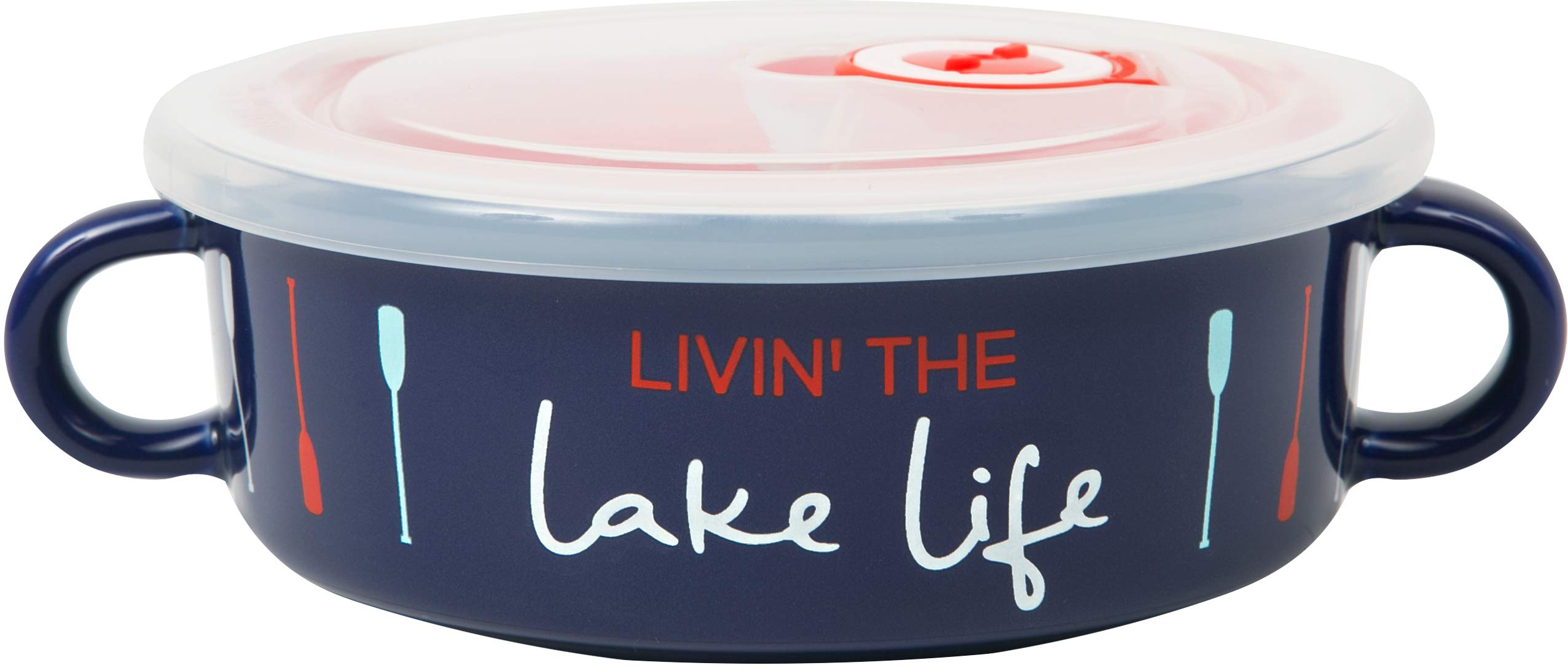 Pavilion - Livin' The Lake Life - 13.5 Oz Double Handled Soup Bowl With Lid