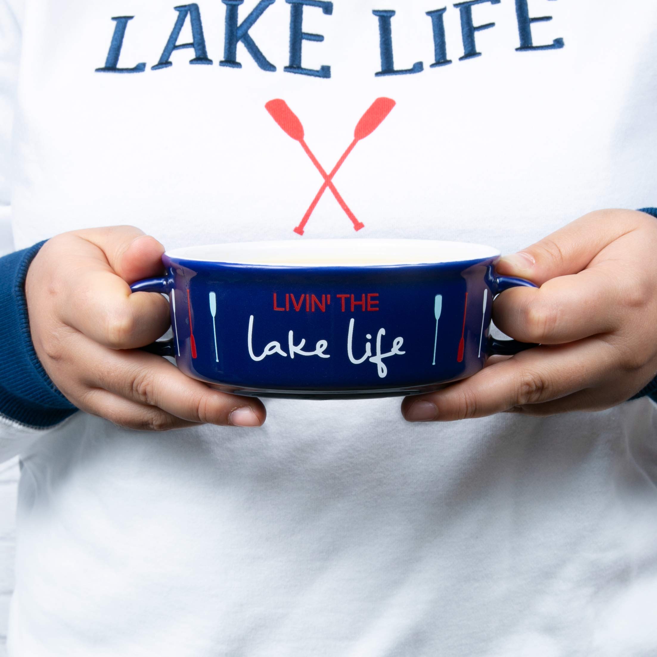 Pavilion - Livin' The Lake Life - 13.5 Oz Double Handled Soup Bowl With Lid