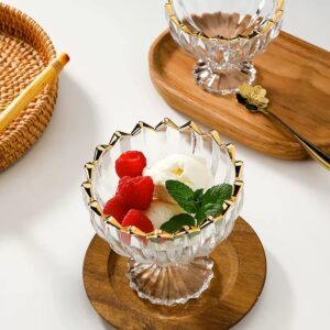 Z·Bling 2 PCS 120ml Dessert Bowls Footed Glass Cups,Small Size,for Dessert,Yogurt,Ice Cream,Cocktail,Trifle,Pudding,Christmas Holiday Party