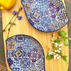 Portuguese Pottery Alcobaça Ceramic Side Dish Serving Bowl - Set of 2