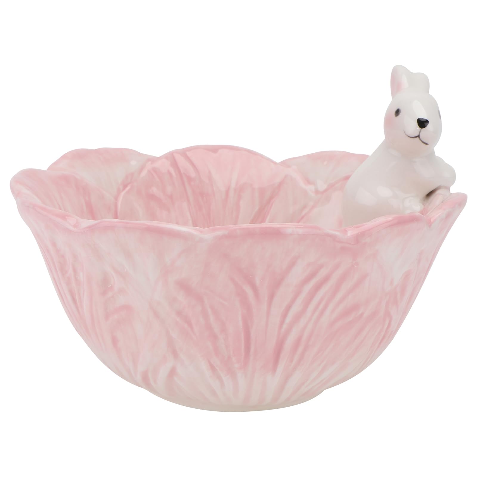 Yardwe Bunny Candy Bowl Easter Ceramic Rabbit Bowl Easter Candy Bowl Snack Appetizers Nut Dish Table Decoration (Pink)