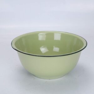 Walbest 1Pc Enamelware Bowl, Chinese Enamel Bowl Mixing Bowl for Kitchen, Dinner Bowls for Ramen, Salad, Soup, Pasta, Cereal, Noodle, Pho, Rice, Snack, For Kids Green L - 8.66" x 3.94"