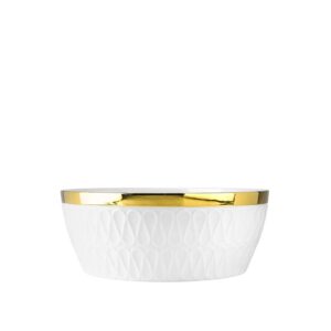 Yedi YCC751, 9" Fine Porcelain Salad Bowl, Ceramic Deep Dish, Bone China Tableware w/Gold Rim