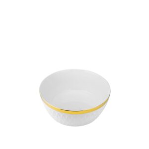 Yedi YCC751, 9" Fine Porcelain Salad Bowl, Ceramic Deep Dish, Bone China Tableware w/Gold Rim