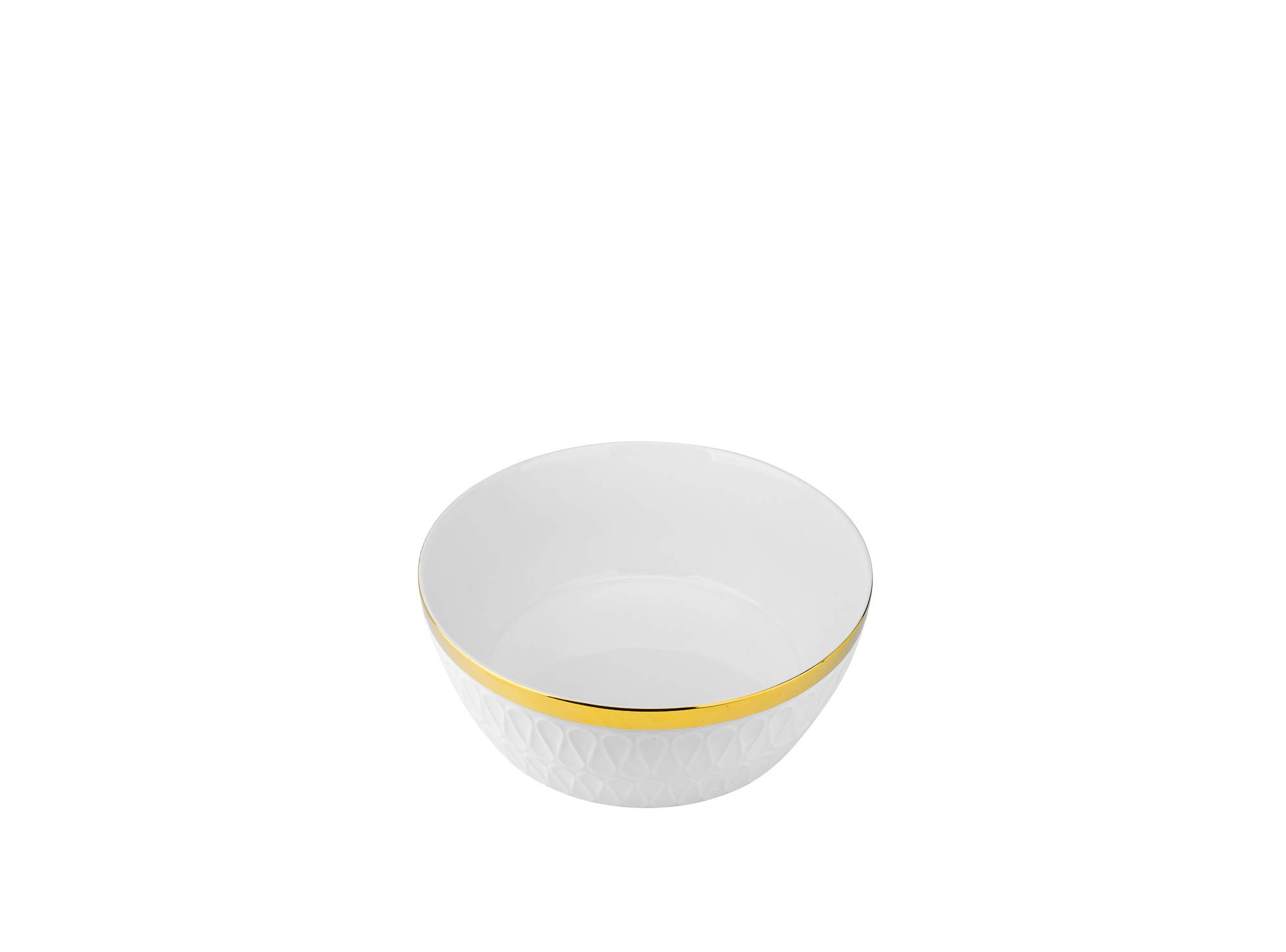 Yedi YCC751, 9" Fine Porcelain Salad Bowl, Ceramic Deep Dish, Bone China Tableware w/Gold Rim