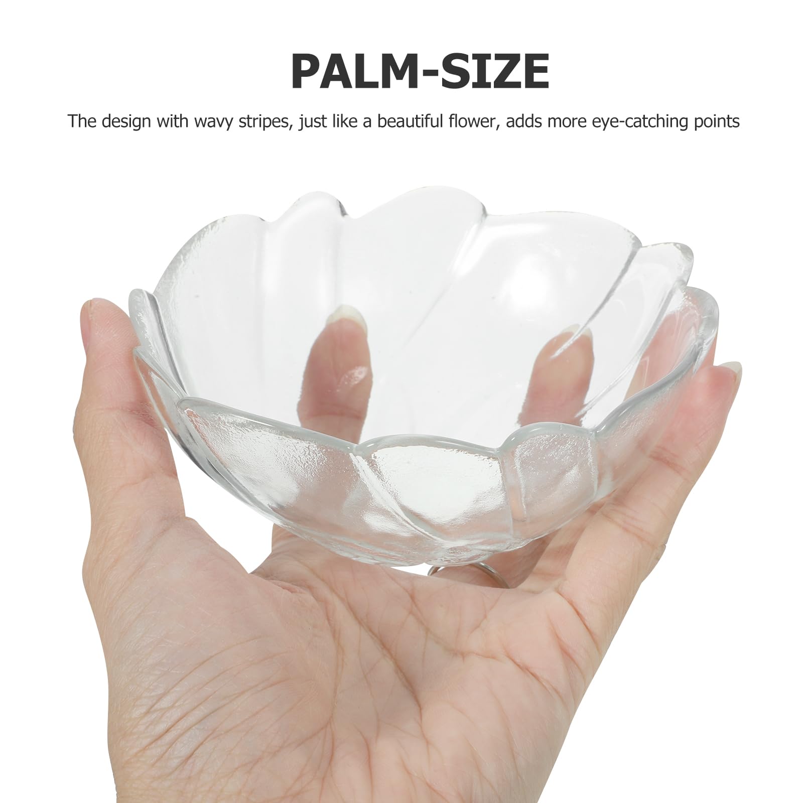 Clear Glass Bowl Glass Wave Bowl, Salad Mixing Bowl Glass Transparent Serving Bowl Appetizer Bowl for Home Kitchen Restaurant Lunch Bowl