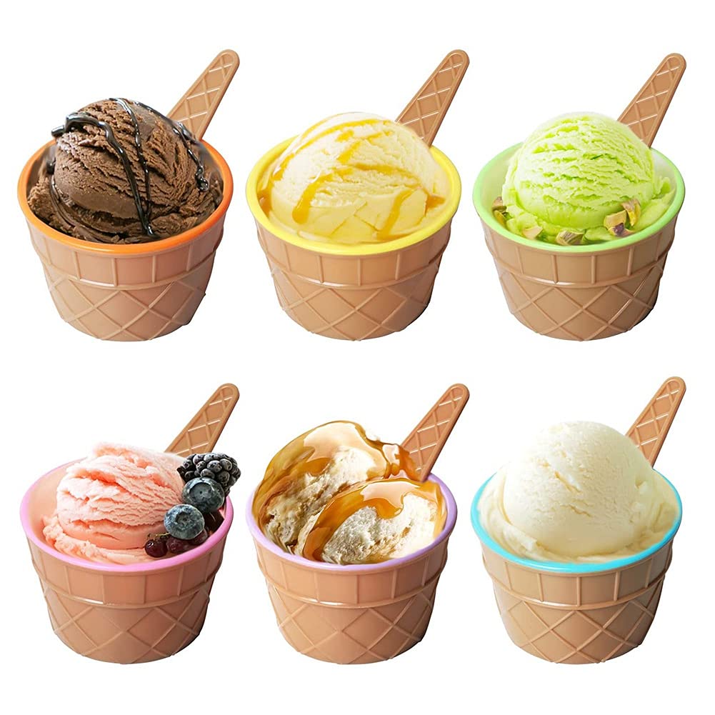 Jaquiain 6Pcs Ice Cream Bowl Set Ice Cream Spoon Bowl Set Children Bowl