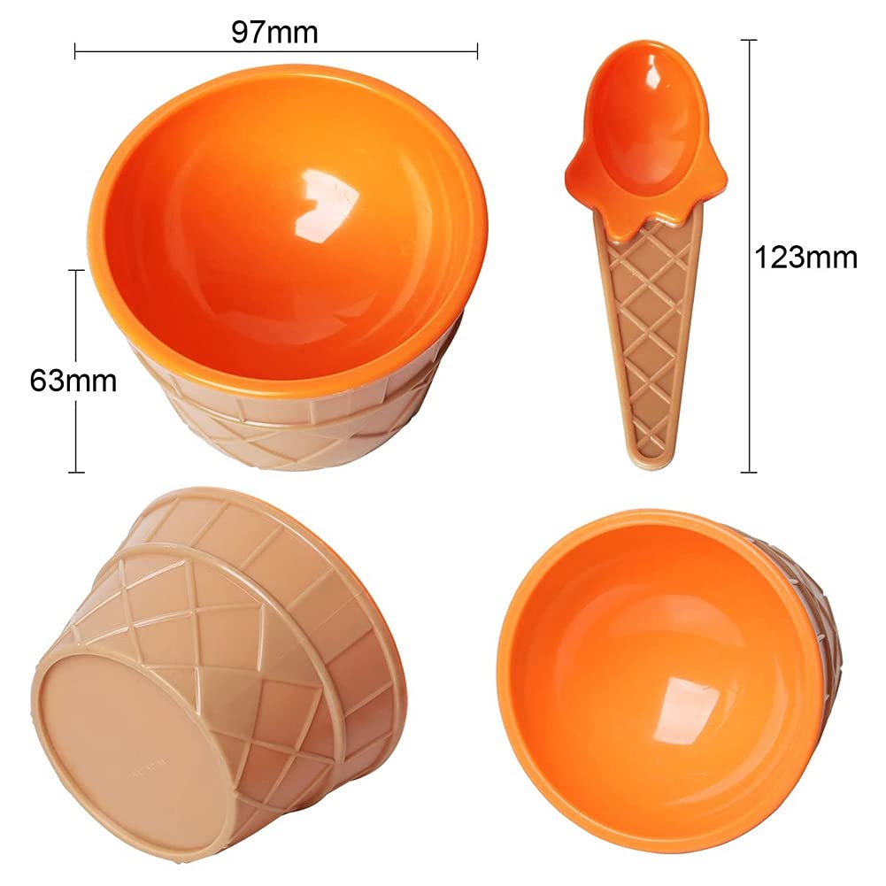 Jaquiain 6Pcs Ice Cream Bowl Set Ice Cream Spoon Bowl Set Children Bowl