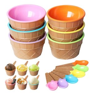 Jaquiain 6Pcs Ice Cream Bowl Set Ice Cream Spoon Bowl Set Children Bowl