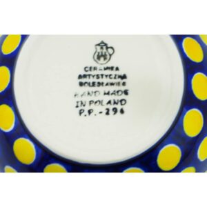 Polish Pottery 9 oz Bouillon Cup made by Ceramika Artystyczna (Yellow Dots Theme) + Certificate of Authenticity