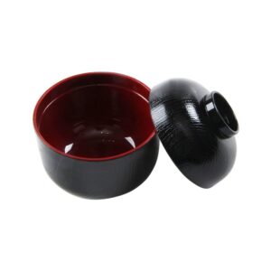 Operitacx Oatmeal Bowl 2Pcs Japanese Miso Bowls with Lid Traditional Ramen Bowl Lacquer Bowl Rice Bowl Soup Serving Bowls for Soup Rice Noodles (Black) Japanese Rice Bowls