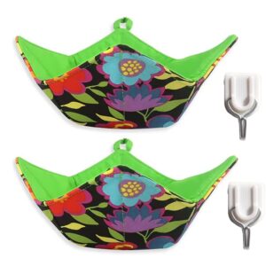 toxpopi 2 pcs cotton bowl cozy microwave safe bowl microwave plate holders microwave bowl cozy microwave safe hot bowl holders safe grabs heat resistant bowl cozies for soup bowls and 2 hooks