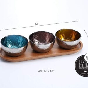 Pampa Bay Let's Entertain Set of 3 Colored Glass Bowls & Tray