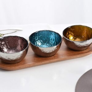 Pampa Bay Let's Entertain Set of 3 Colored Glass Bowls & Tray